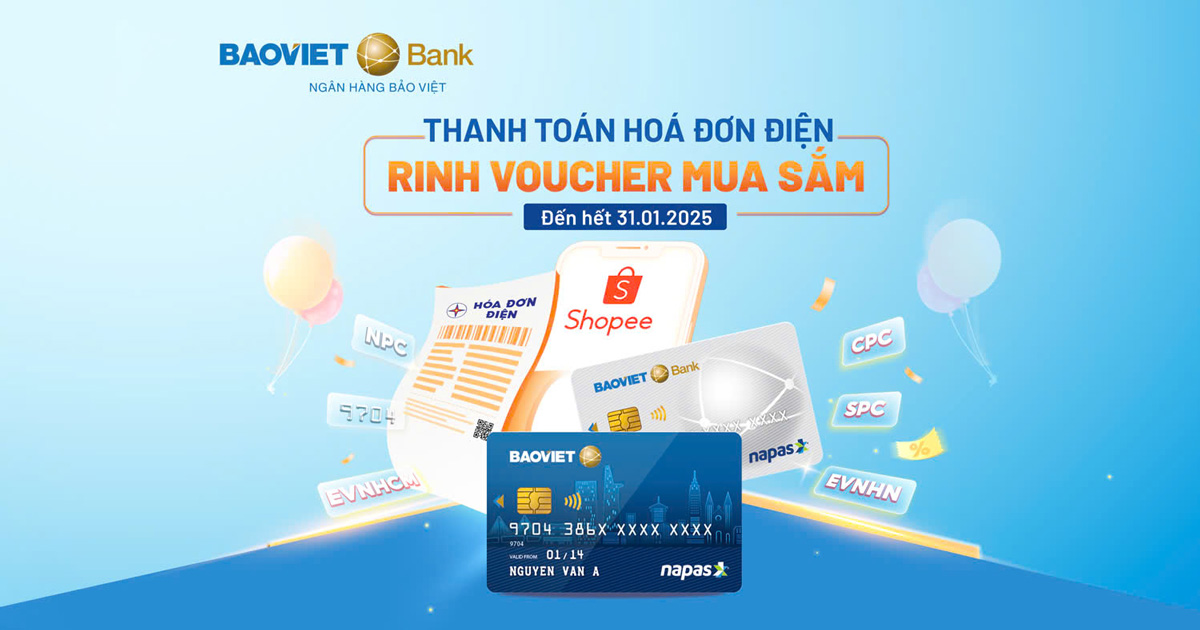 Rinh voucher 30K khi thanh toán hoá đơn tiền điện cùng BAOVIET Bank